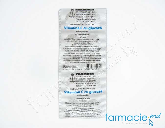 Vitamina C cu glucoza comp.100mg N10 (TVA 20%)