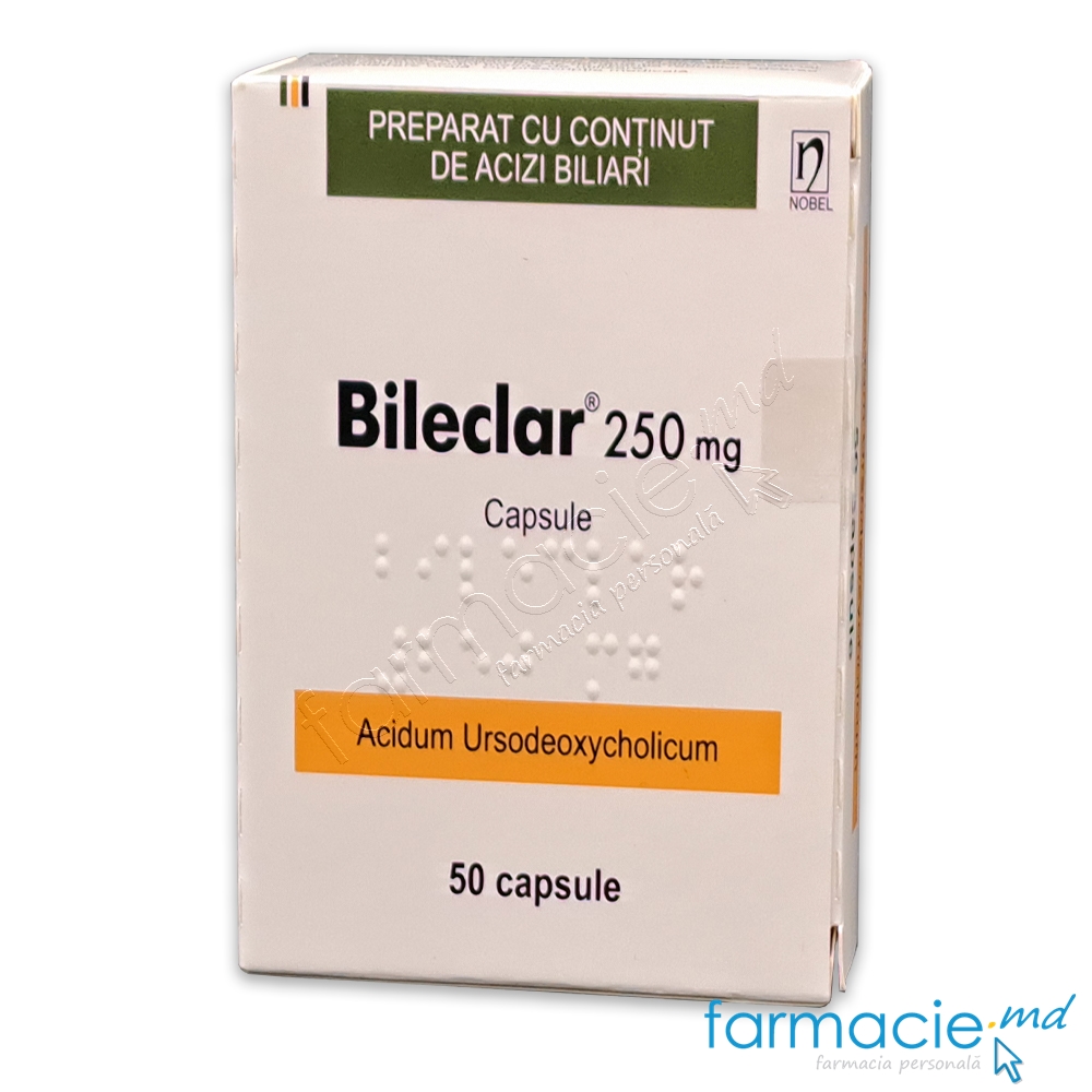 Bileclar (acid ursodeoxicolic) caps.250mg N10x5 Nobel